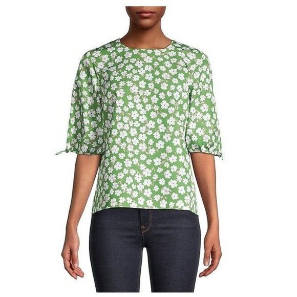 Alfani | Tops | Alfani Womens Xxl Green Small Bloom Floral Drawstring ...